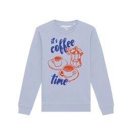 Watapparel Sweatshirt 'Its Coffee Time' female size M Cobalt blue / Light blue / Light red