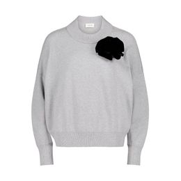 Cartoon Strickpullover mit Rundhalsausschnitt in Hellgrau | Gr.: 44