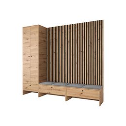 Mirjan24 Garderobe, Grau, Holzwerkstoff, 4-Sitzer, 230x206x44 cm, Garderobe, Garderoben-Set & Garderoben-Serien, Garderoben-Sets