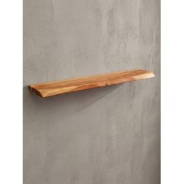 KADIMA DESIGN Wandregal | Akazie Massiv, 80cm, Baumkante, Schweberegal | Gr.: 40 x 26 x 4 cm
