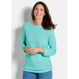GOLDNER Kurzgr&ouml;&szlig;e: Eleganter Baumwollpullover, Halbarm in mint | Gr.: 24