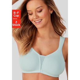 Nuance by Lascana Entlastungs-BH Packung, ohne B&uuml;gel aus weicher Baumwolle &ndash; ideal f&uuml;r gro&szlig;e Gr&ouml;&szlig;en, bequemer BH blau 100, Cup F Entlastungs-BH