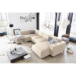 ATLANTIC HOME COLLECTION OTTO home Wohnlandschaft &raquo;Bulky U-Form&laquo; in U-Form und XXL Sitzfl&auml;che, modular aufgebaut beige B/H/T: 324cm x 70cm x 195cm, Feinstruktur, langer 