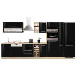 KOCHSTATION K&uuml;chenzeile &raquo;KS-Eton&laquo; mit E-Ger&auml;ten, Breite 390 cm schwarz B/H/T: 390cm x 60cm