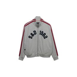 Superdry & Co Zip-Up Hoodie 'Athletic Essentials' female size XXL mottled grey / Dark red / Black