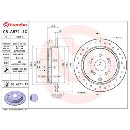 Brembo Bremsscheibe 08.A871.1X Gelocht 302mm 10mm f&uuml;r HONDA
