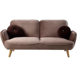 OTTO home 3-Sitzer &raquo;Ben&laquo; mit Welleunterfederung,inkl. 2 Dekokissen, goldenen Massivholzf&uuml;&szlig;en braun 100% Polyester B/H/T: 178cm x 84cm x 83cm, 