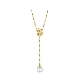 BOSS Damen BOSS Y-Kette &raquo;DOUBLE B MIRELLE&laquo; mit Kunststoffperle gold Edelstahl Perlen, L: 45,5