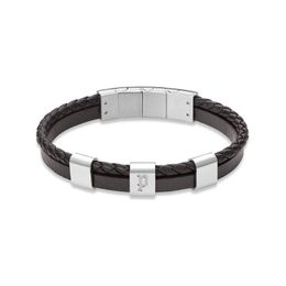 Police Herren Armband &raquo;Unity&laquo; braun 22cm, Edelstahl Leder