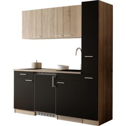 respekta K&uuml;chenzeile &raquo;Ingrid&laquo; zerlegt, wahlweise mit K&uuml;hlschrank, Soft-Close-Funktion, Breite 180 cm schwarz B/H/T: 180cm x 200cm x 60cm,mit 