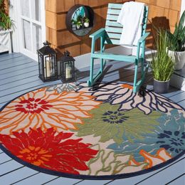 Sanat Teppich &raquo;Floral 2 Outdoor, auch als L&auml;ufer und rund&laquo; rund 6 mm H&ouml;he In- und Outdoor geeignet, Blumen, Balkon, Terrasse, Au&szlig;enbereich bunt Kunstfaser &Oslash;