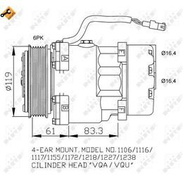 NRF Kompressor, Klimaanlage EASY FIT 32040 f&uuml;r Peugeot LANCIA Citro&euml;n