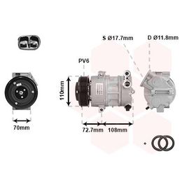 Van Wezel Kompressor, Klimaanlage 3700k419 f&uuml;r Opel Fiat / LANCIA