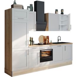 Optifit K&uuml;che &raquo;Ahus&laquo; 280 cm breit,wahlweise mit E-Ger&auml;ten,MDF Fronten, Soft Close Funktion grau B/H/T: 280cm x 211,8cm x 60cm, ohne E-Ger&auml;te
