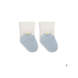MUNADUNA 5er-Pack Babysocken mit blauem B&auml;ren und Streifen | Gr.: 15-17