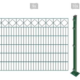Arvotec Doppelstabmattenzaun &raquo;EASY 120 zum Aufschrauben "Karo" mit Zierleiste&laquo; Zaunh&ouml;he 120 cm, Zaunl&auml;nge 2 - 60 m gr&uuml;n Kunststoff, Stahl H/L: 120cm x 18m, 