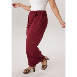 ANISTON PLUS Damen Schlupfhosedunkelrot, Gr. 50, unifarben, Piqu&eacute;, Obermaterial: 100% Polyester, Hosen, in weicher Pique-Qualit&auml;t