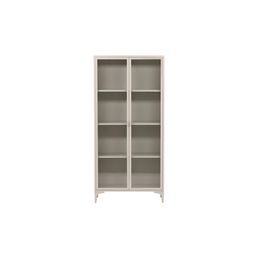 Vitrine &raquo;Piring, hoher Stauraumschrank, 2 T&uuml;ren, H&ouml;he 190 cm&laquo; Hochschrank, Pulverbeschichtung, Glast&uuml;ren, hoch, anspruchsvoll beige Glas, Stahl B/H/T: