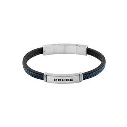 Police Herren Armband &raquo;Recall&laquo; schwarz 22cm, Edelstahl Leder