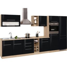 KOCHSTATION K&uuml;chenzeile &raquo;KS-Eton&laquo; mit E-Ger&auml;ten, Breite 360 cm schwarz B/H/T: 360cm x 60cm