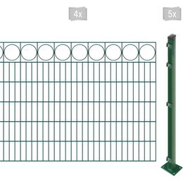 Arvotec Doppelstabmattenzaun &raquo;EASY 120 zum Aufschrauben "Ring" mit Zierleiste&laquo; Zaunh&ouml;he 120 cm, Zaunl&auml;nge 2 - 60 m gr&uuml;n Kunststoff, Stahl H/L: 120cm x 8m, 