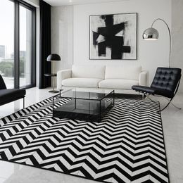 MyFlair Fellteppich &raquo;ZEBRA EDGE, echtes Rinderfell, LAGERR&Auml;UMUNG&laquo; rechteckig 10 mm H&ouml;he handgen&auml;ht, Naturprodukt, Zickzack Muster, nat&uuml;rliche Struktur Kuhfell