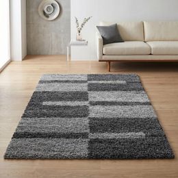 Ayyildiz Teppiche Hochflor-Teppich &raquo;Gala Shaggy 2505, auch als L&auml;ufer und in Rund&laquo; rechteckig 30 mm H&ouml;he robuster Langflor, alle R&auml;ume, Wohnzimmer grau Kunstfaser B : 