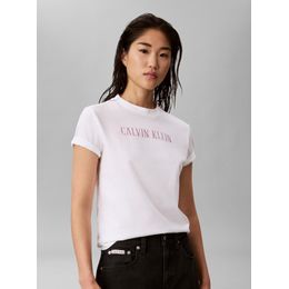 Damen T-Shirt, wei&szlig;, Gr. XL, Calvin Klein Jeans, unifarben, Jersey, Obermaterial: 100% Baumwolle, Shirts, Rundhalsausschnitt, Regular Fit,