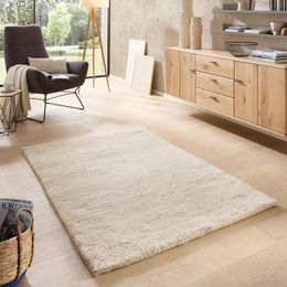 Theko Orientteppich &raquo;Atlas Nomad Uni, handgekn&uuml;pft&laquo; rechteckig 24 mm H&ouml;he echter Berber aus Marokko, reine Wolle, Woll-Shaggy, Wohnzimmer beige 