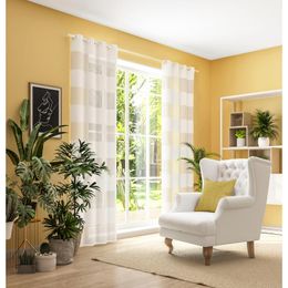 Neutex for you! Vorhang &raquo;SONORA&laquo; &Ouml;sen 1 Stk. tlg. 3D Musterung im Leinen-Look wei&szlig; Jacquard, Polyester 245cm, &Ouml;sen, 144cm