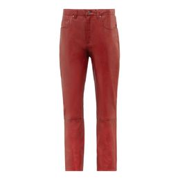 RICANO Herren 5-Pocket-Hose "Lederhose Slim Fit", rot, Gr. 34, Obermaterial: 100% Lammnappaleder LANA., Hosen, Handgefertigt aus echtem Leder