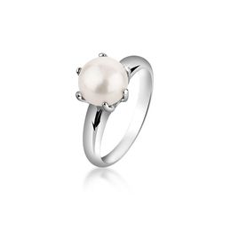 NENALINA Damen Perlenring "S&uuml;&szlig;wasserzuchtperle Klassik 925 Sterling Silber", 52mm, ohne Stein, Silber 925 (Sterlingsilber), 3mm, silber, Silber 925