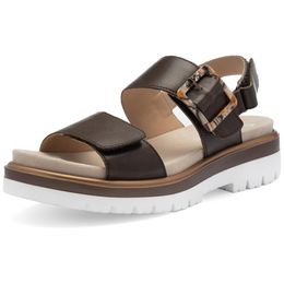 Ara Damen Keilsandalette "MALAGA", Gr. 35, braun, Glattleder, unifarben, Schuhe, Keilabsatz, Plateau, Riemchensandalette in bequemer Weite G (= weit)