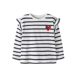 name it M&auml;dchen Langarmshirt "NMFTOVELINA LS NREG TOP PB", wei&szlig;, Gr. 122, gestreift, Jersey, Obermaterial: 100% Baumwolle, Shirts