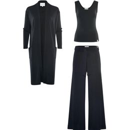 YOU LOOK PERFECT Loungewear 'LOUNGEWEAR SET - Cardigan Blossom & Top Blossom & Pants Bailey' female size M Black