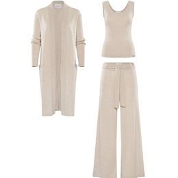 YOU LOOK PERFECT Loungewear 'LOUNGEWEAR SET - Cardigan Blossom & Top Blossom & Pants Bailey' female size XL Beige