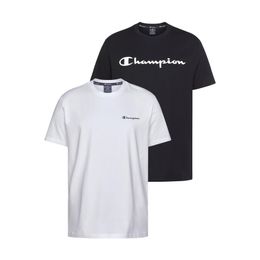 Champion Herren T-Shirt, schwarz-wei&szlig;, Gr. M, Obermaterial: 100% Baumwolle, Shirts, 2er-Pack, mit Rundhalsausschnitt, aus Baumwolle, Kurzarm