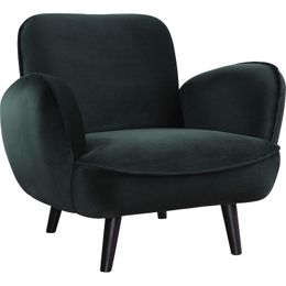 OTTO home Sessel &raquo;Ben&laquo; mit Wellenunterfederung, Massivholzf&uuml;&szlig;e, frei im Raum stellbar gr&uuml;n Samtstoff, B/H/T: 88cm x 84cm x 86cm