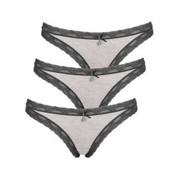 like it! LIKE IT Damen String "3er Pack Damen String Kim", Gr. M, grau, Stoff, Obermaterial: 95% Modal CMD. 5% Elasthan EL., Unterhosen