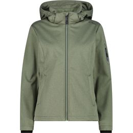 CMP Damen Softshelljacke "WOMAN JACKET ZIP HOOD", gr&uuml;n, Gr. 44, Softshell, Obermaterial: 100% Polyester, Jacken, mit Kinnschutz, atmungsaktiv,