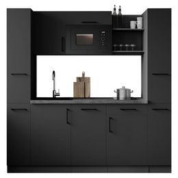 respekta K&uuml;che &raquo;Oliver&laquo; zerlegt, wahlweise mit Mikrowelle, mit Soft Close, Breite 205 cm schwarz B/H/T: 205cm x 205cm x 60cm,mit Mikrowelle