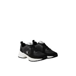 Calvin Klein Herren Sneaker "HIKE RUNNER LACE UP SU MESH", Gr. 40schwarz, wei&szlig;, Lederimitat, Textil, kontrastfarbene Details, unifarben mit