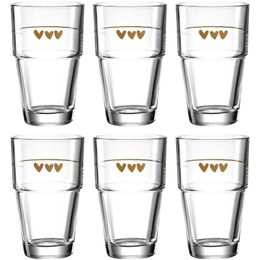 Leonardo Latte-Macchiato-Glas &raquo;Gl&auml;ser-Set SOLO, mit Herzmotiv&laquo; 410 ml, 6-teilig bunt Glas &Oslash; 8,6cm x 14cm, 410ml, 6 Stk.