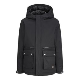 Jack & Jones Kinder Parka "JJEWOLF PARKA JACKET SN JNR"schwarz, Gr. 164, JACK & JONES JUNIOR, unifarben, Web, Obermaterial: 100% Polyester, Jacken, Kunstfaser,