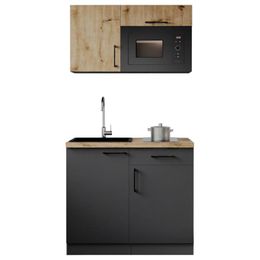 respekta Pantryk&uuml;che &raquo;Oliver&laquo; zerlegt, wahlweise mit Mikrowelle, mit Soft Close, Breite 100 cm schwarz B/H/T: 100cm x 200cm x 60cm,mit Mikrowelle