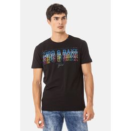 Cipo & Baxx CIPO & BAXX Herren T-Shirt "CT717", schwarz, Gr. S, bedruckt, 95% Baumwolle, 5% Elasthan, Shirts, gerade geschnitten