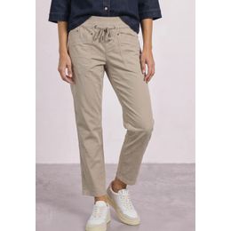 Street One Damen Stoffhose, beige, Gr. 46, unifarben, Web, 98% Baumwolle, 2% Elasthan, Hosen, in Cord-Optik