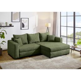 Jockenh&ouml;fer Ecksofa &raquo;Saalbach XL&laquo; mit Schlaffunktion, Bettkasten & 2 Zierkissen gr&uuml;n Korpus: 100% Polyester;Kissen: 100% Polyester B/H/T: 261cm x 90cm, Cord, 