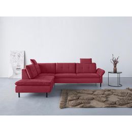 Quelle Home affaire Ecksofa &raquo;Birkholm L-Form&laquo; Armlehnverstellung, auch in Easy Clean Bezug - mit Wasser zu reinigen rot 100% Polyester B/H/T: 270cm x 83cm x 