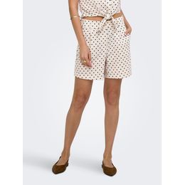 Only Damen Shorts "ONLEMMIA HW SHORTS PNT", beige, Gr. S, bedruckt, Web, Obermaterial: 98% Polyester, 2% Nylon, Hosen, Materialmix, locker geschnitten